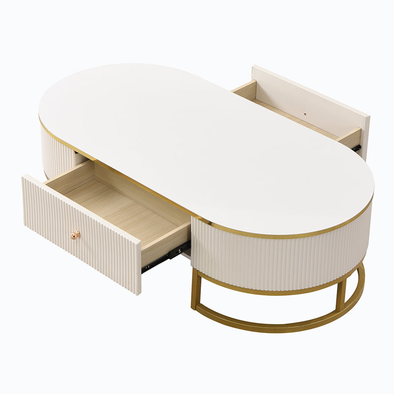 Mercer41 Oval Coffee Table with Drawers | Wayfair