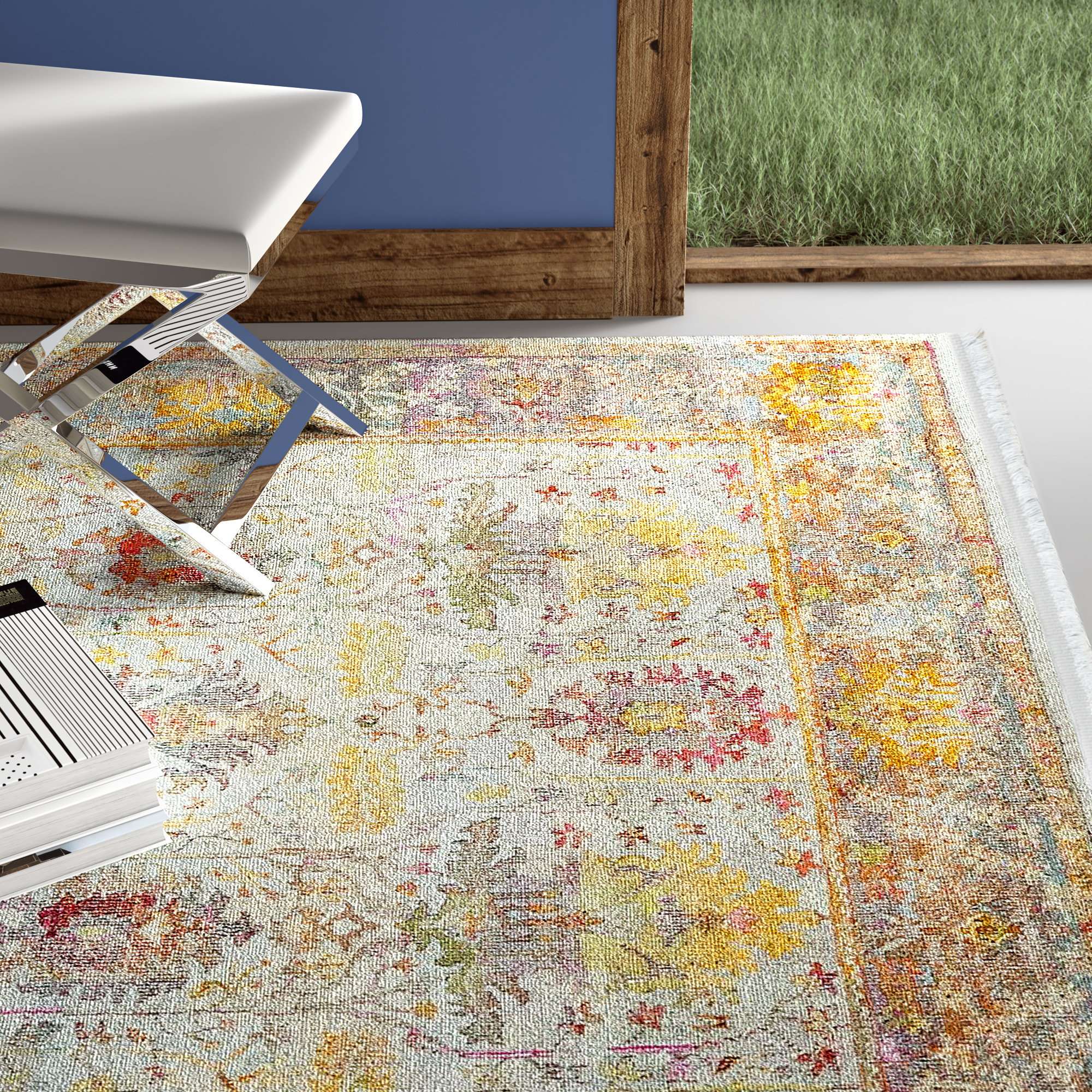 Langley Street Folmar Oriental Light Blue Area Rug & Reviews - Wayfair ...