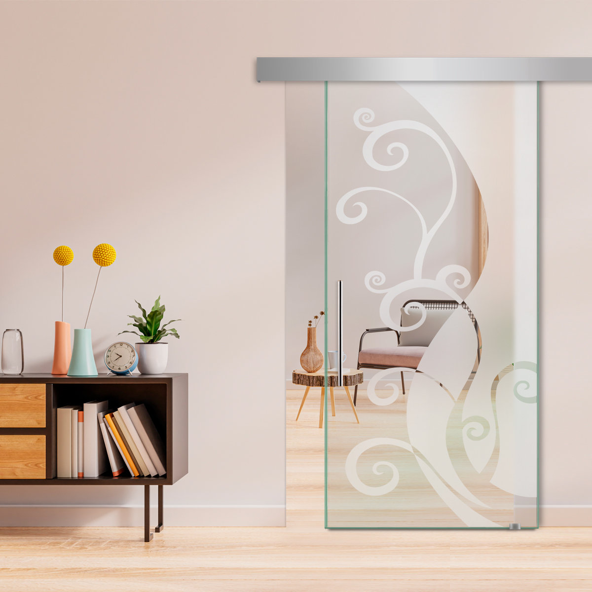 Glass-Door.us Frameless Glass Sliding Barn Door with Sandblasted Modern ...