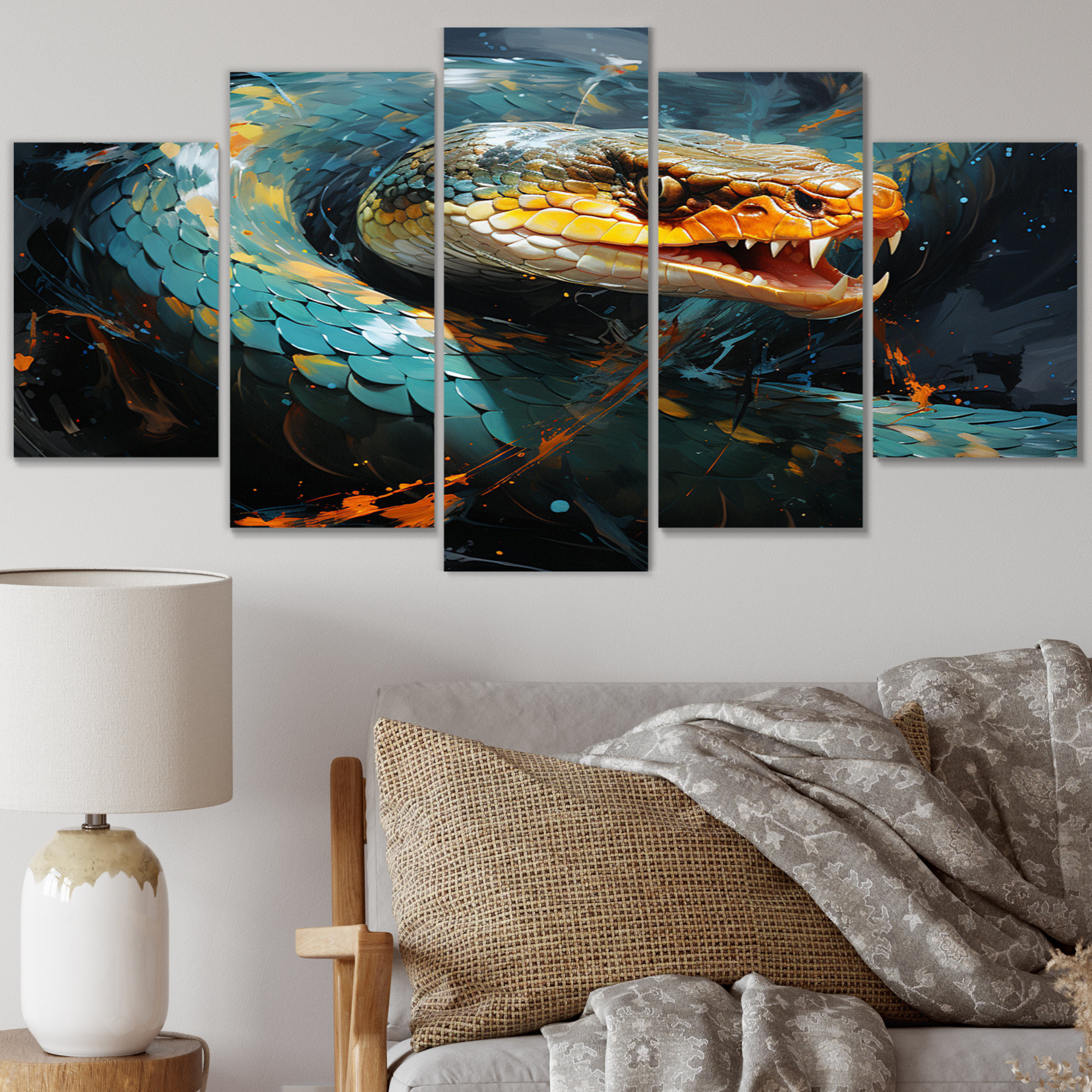 Design Art Emerald Snake Intertwining - Animals Wall Art Print - 5 ...