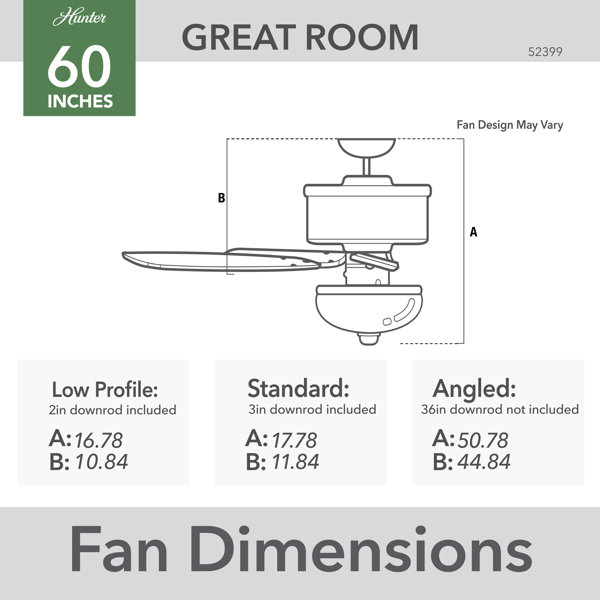 Hunter Fan Reveille 60" 5 - Blade Ceiling Fan With Lights And Pull ...