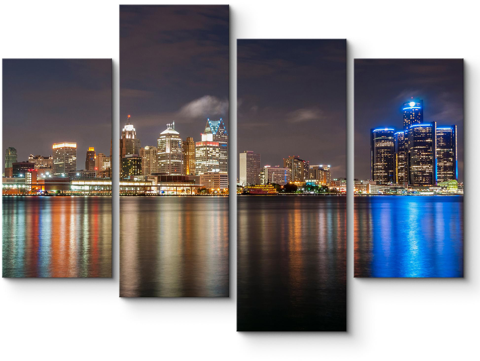 IDEA4WALL Architecture Building Detroit Michigan City Night Skyline ...