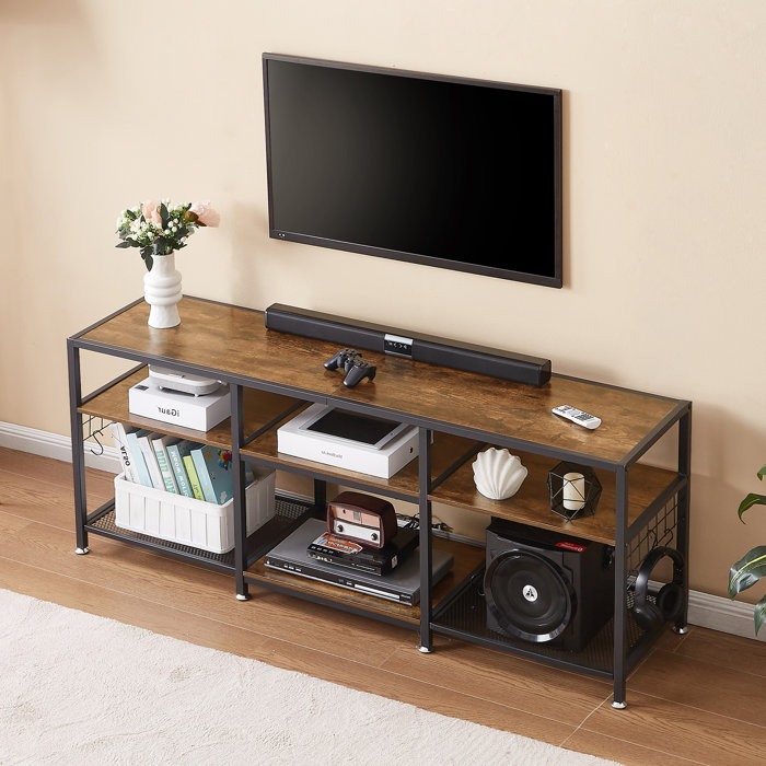 17 Stories Racavan TV Stand Entertainment Center Media Console with 3 ...