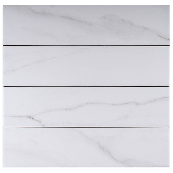 Supreme Tile Elegance 3" x 13" Beveled Porcelain Marble Look Subway ...