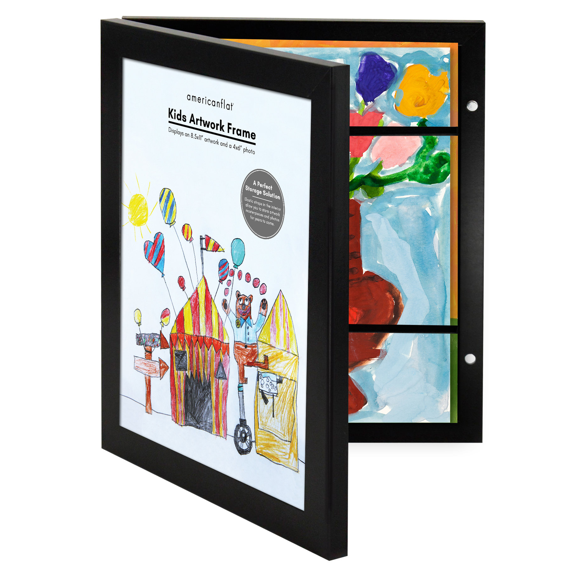 Americanflat 8.5x11 Kids Art Frame Holds 100 Artworks - Front Loading ...