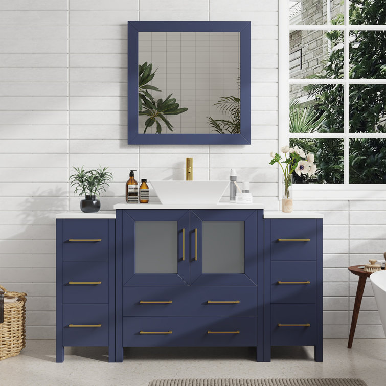 Wade Logan® Karson 54'' Single Bathroom Vanity with Engineered Marble ...