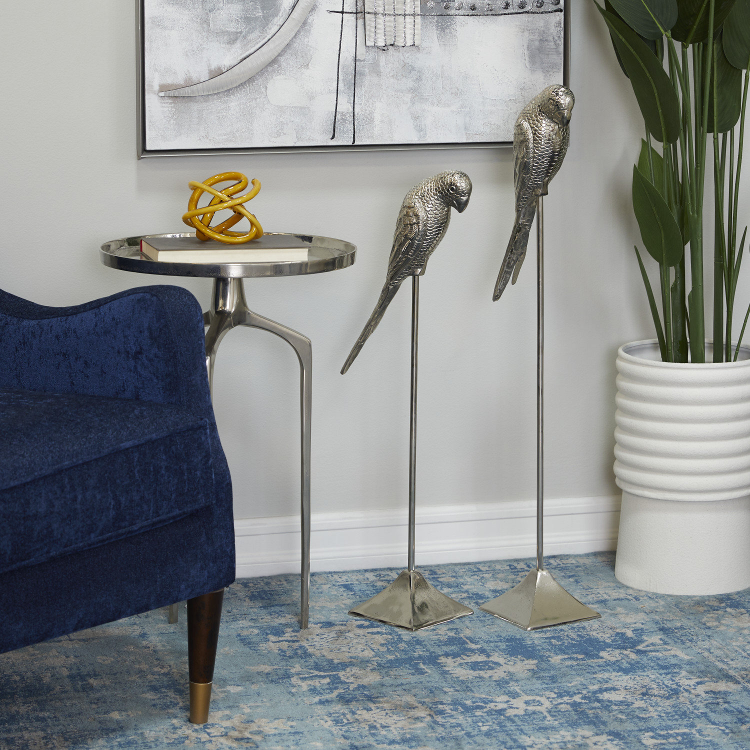 Lark Manor™ Aireona 2 Piece Eclectic Aluminum Bird Figurine Set | Wayfair