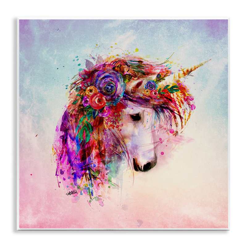Dakota Fields Abstract Unicorn with Florals Wall Plaque Art by Sally ...