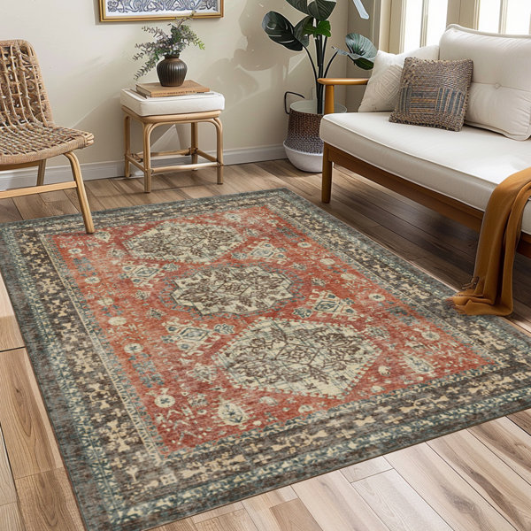 Bungalow Rose Agora Area Rug for Living Room Machine Washable Rugs Non ...