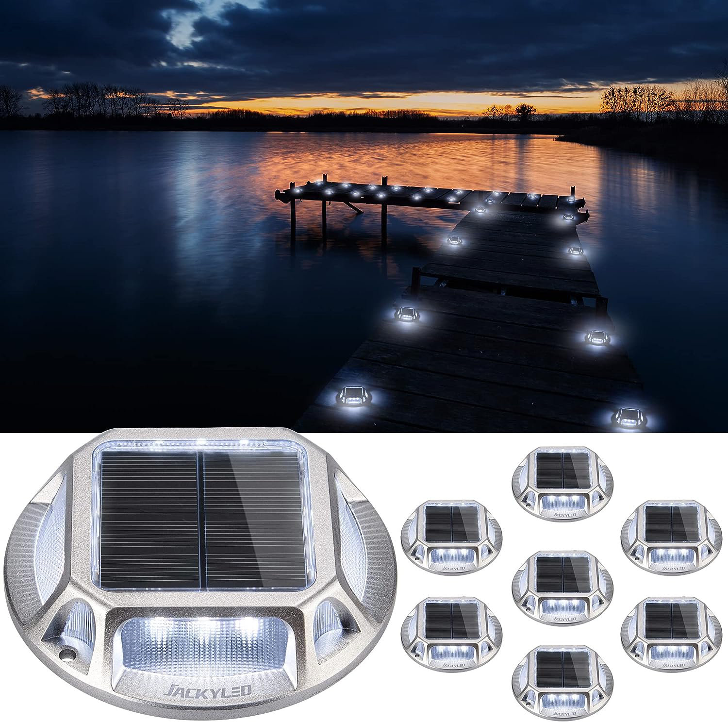 JACKYLED Low Voltage Solar Powered Integrated LED Metal Deck Light ...