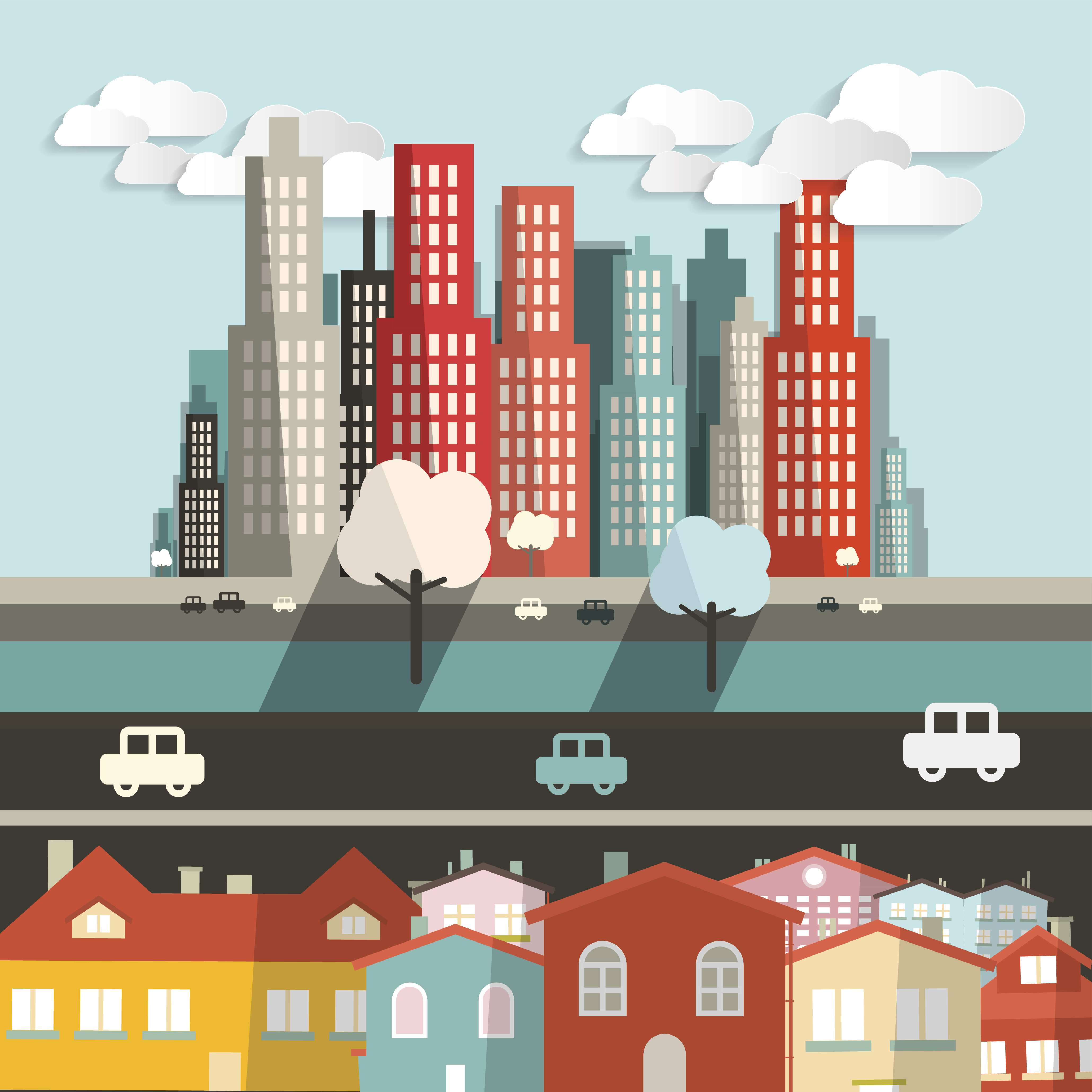 Ebern Designs Easah Vector Abstract City Illustration On Canvas by ...