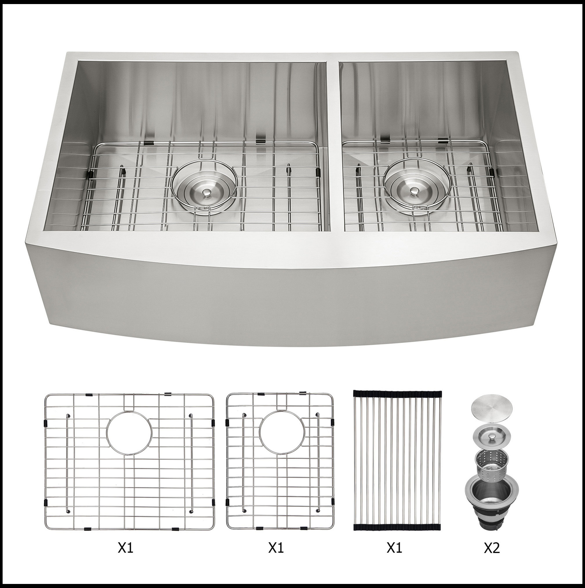KUNMINGZHUHE 33"X20" Stainless Steel Farm Sink Undermount Apron Front ...