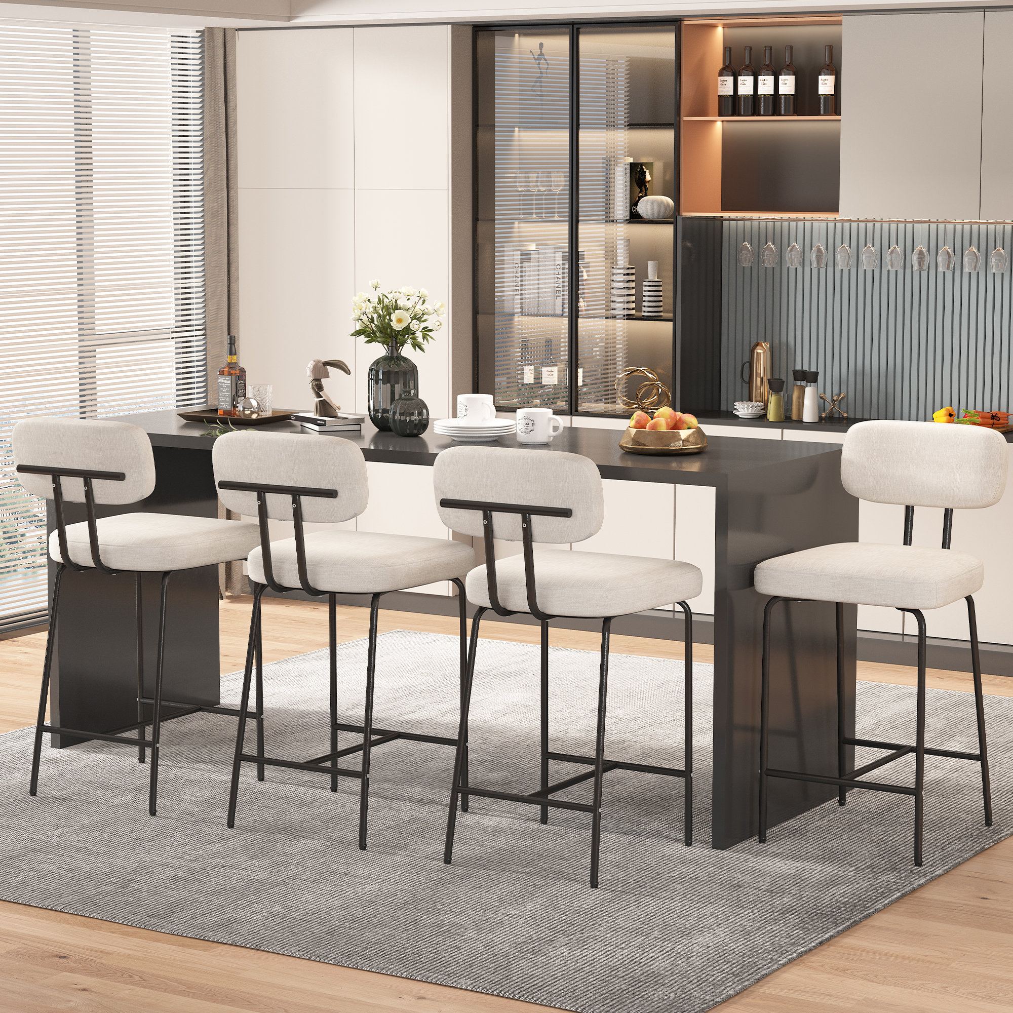 17 Stories Counter Height Bar Stools,26" Barstools, Fabric Kitchen ...