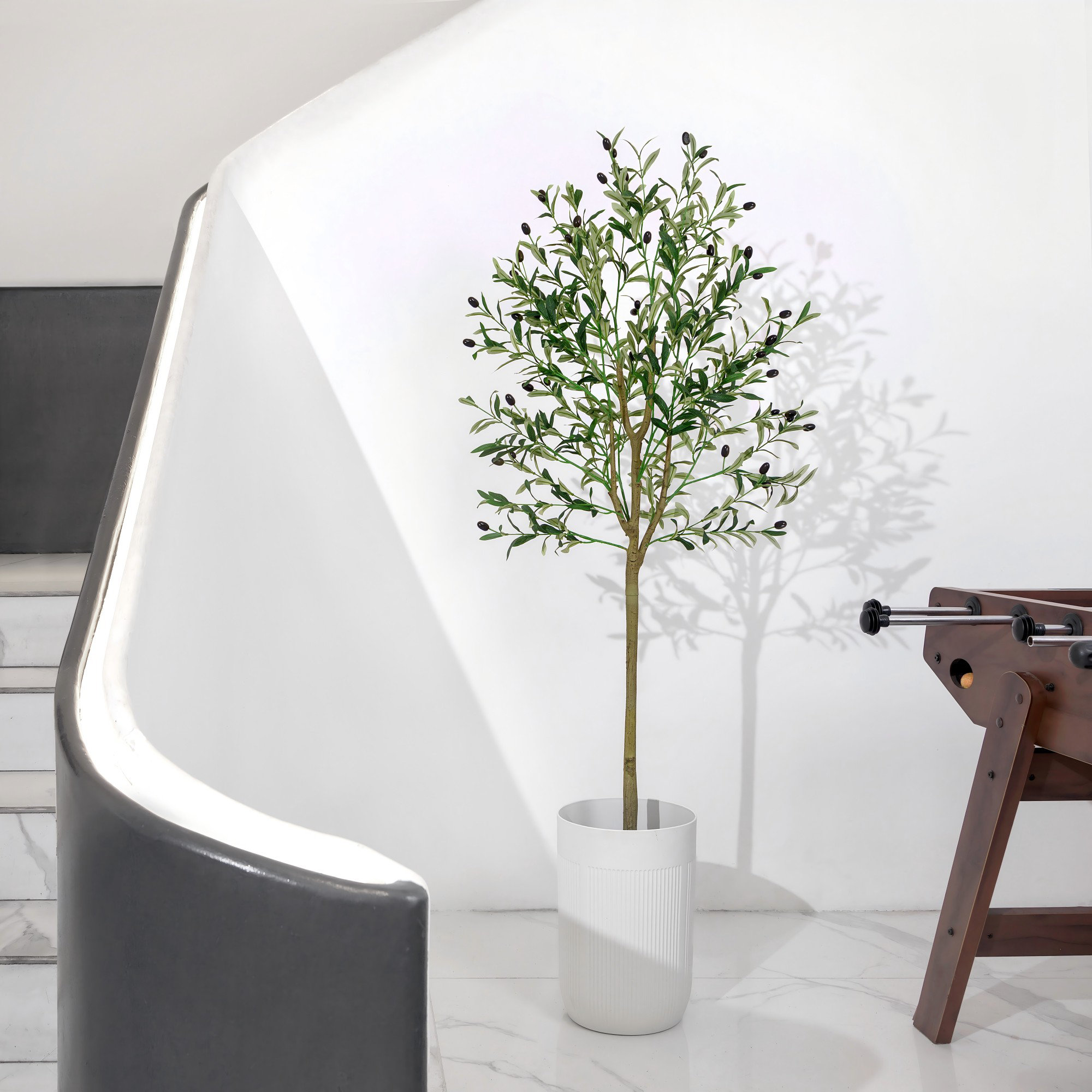 Primrue 95" Artificial Olive Tree Faux Silk Olive Trees Realistic ...