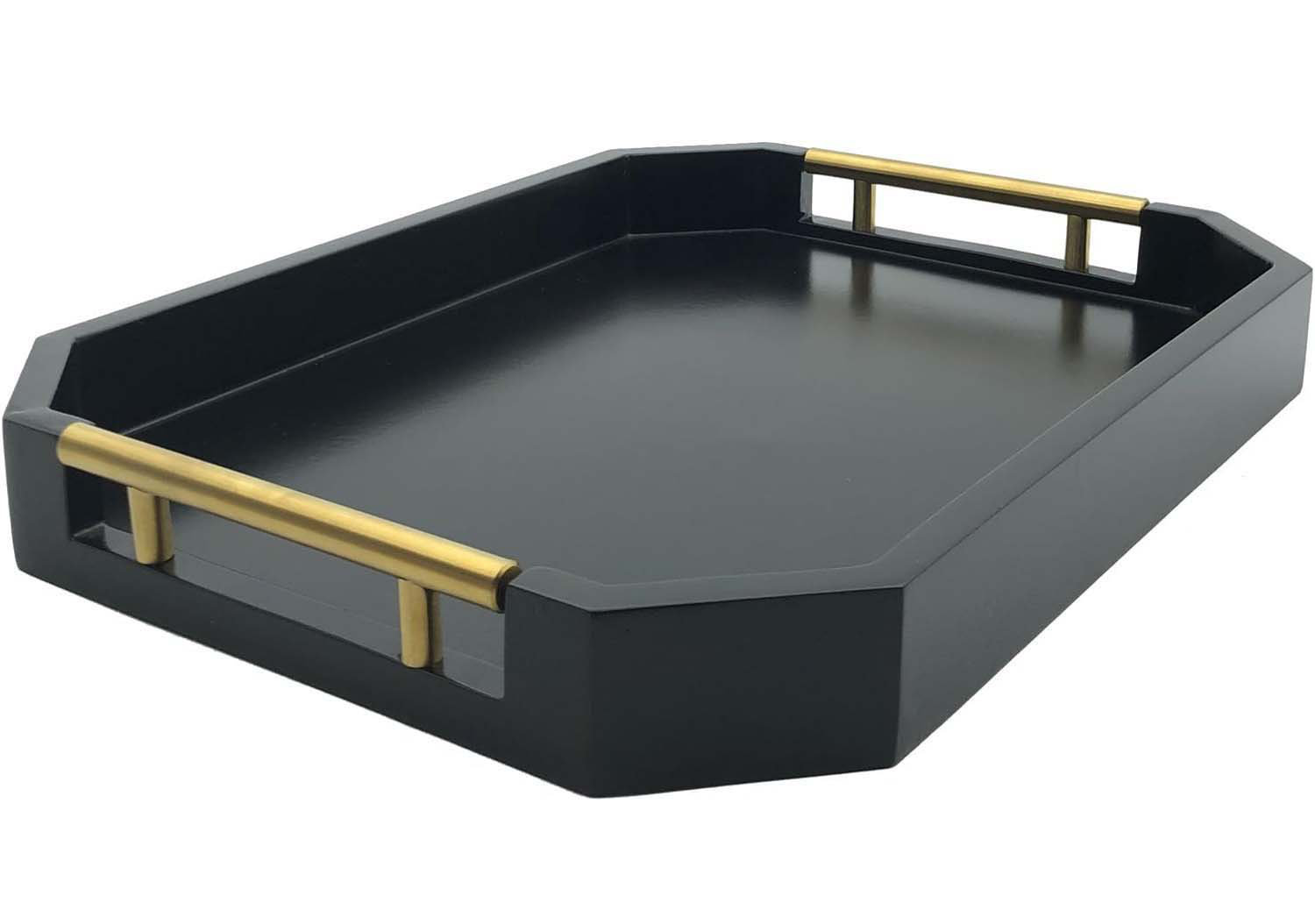 Latitude Run® Serving Tray With Polished Metal Handles, Hexagon Coffee ...