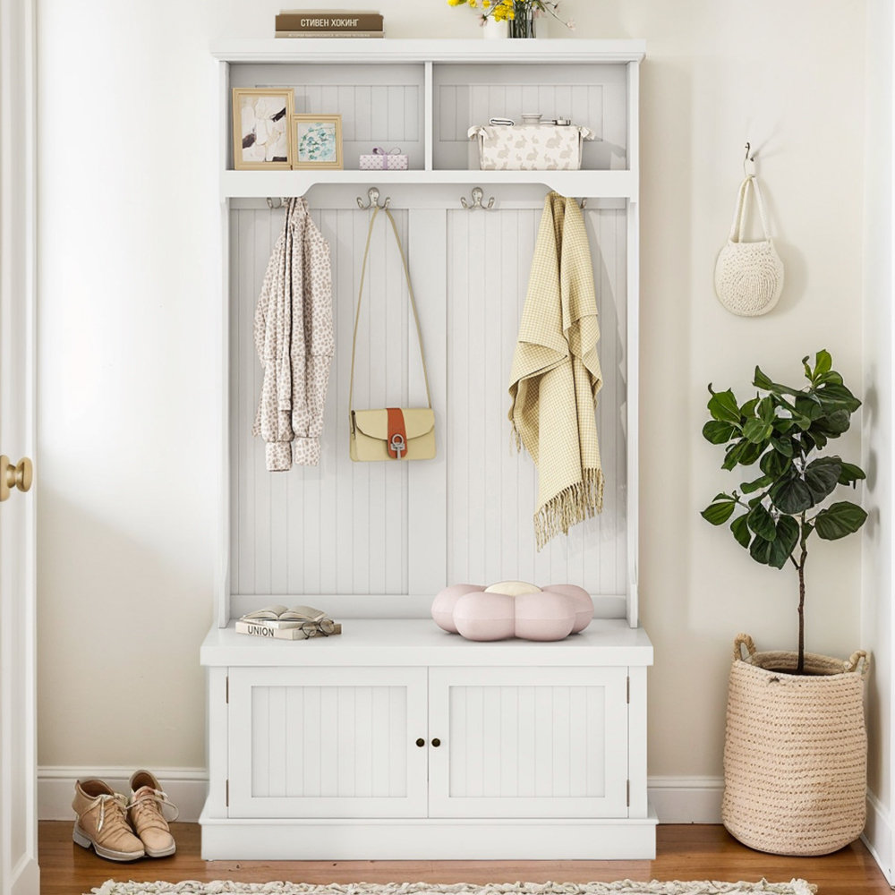 Winston Porter Modern Hall Tree With Bench And Storage, Coat Racks With ...