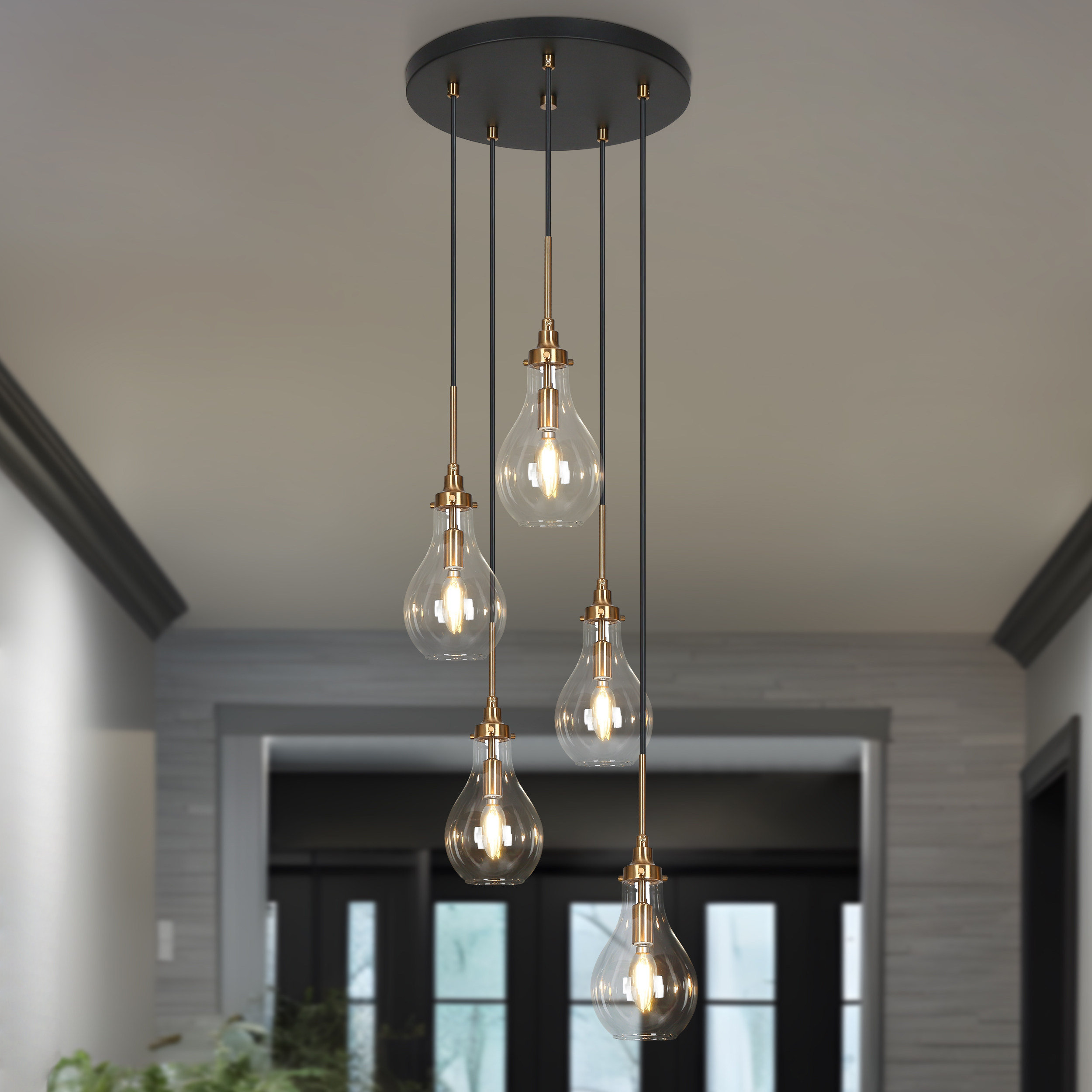 Mercer41 Hooman 5 - Light Cluster Teardrop Pendant 15“ Ceiling Flush ...