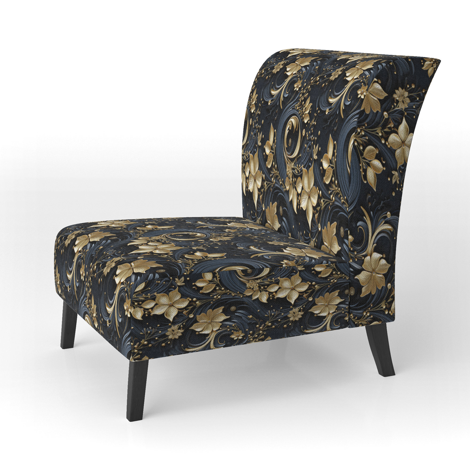 Red Barrel Studio® Paisley Filigree Gold And Black - Upholstered ...