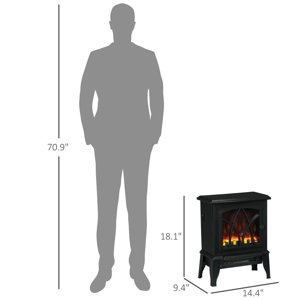 Winston Porter Electric Fireplace Heater with Realistic LED Flames and ...