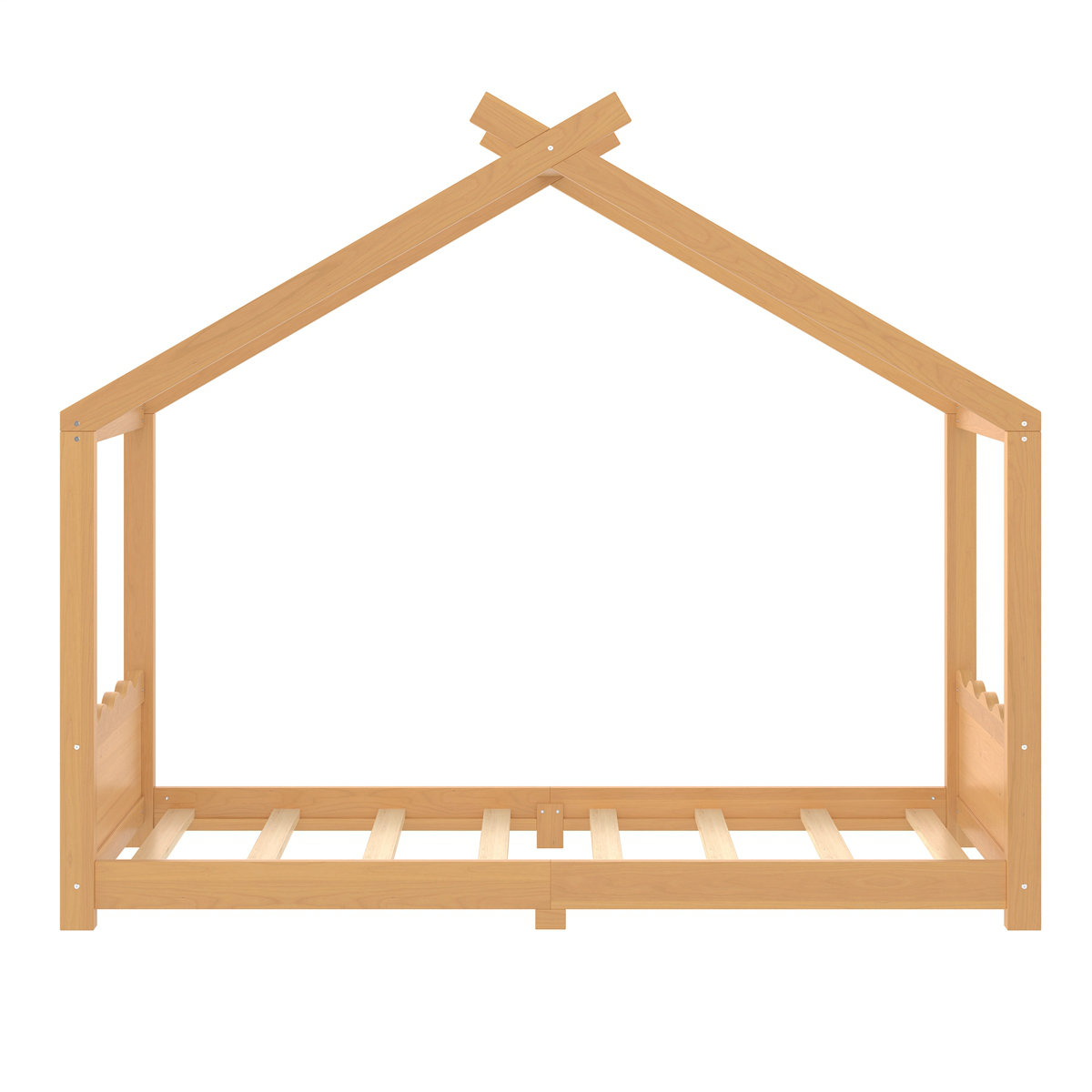 Ophelia & Co. Twin House Floor Bed With Support Slats, Solid Wood House ...