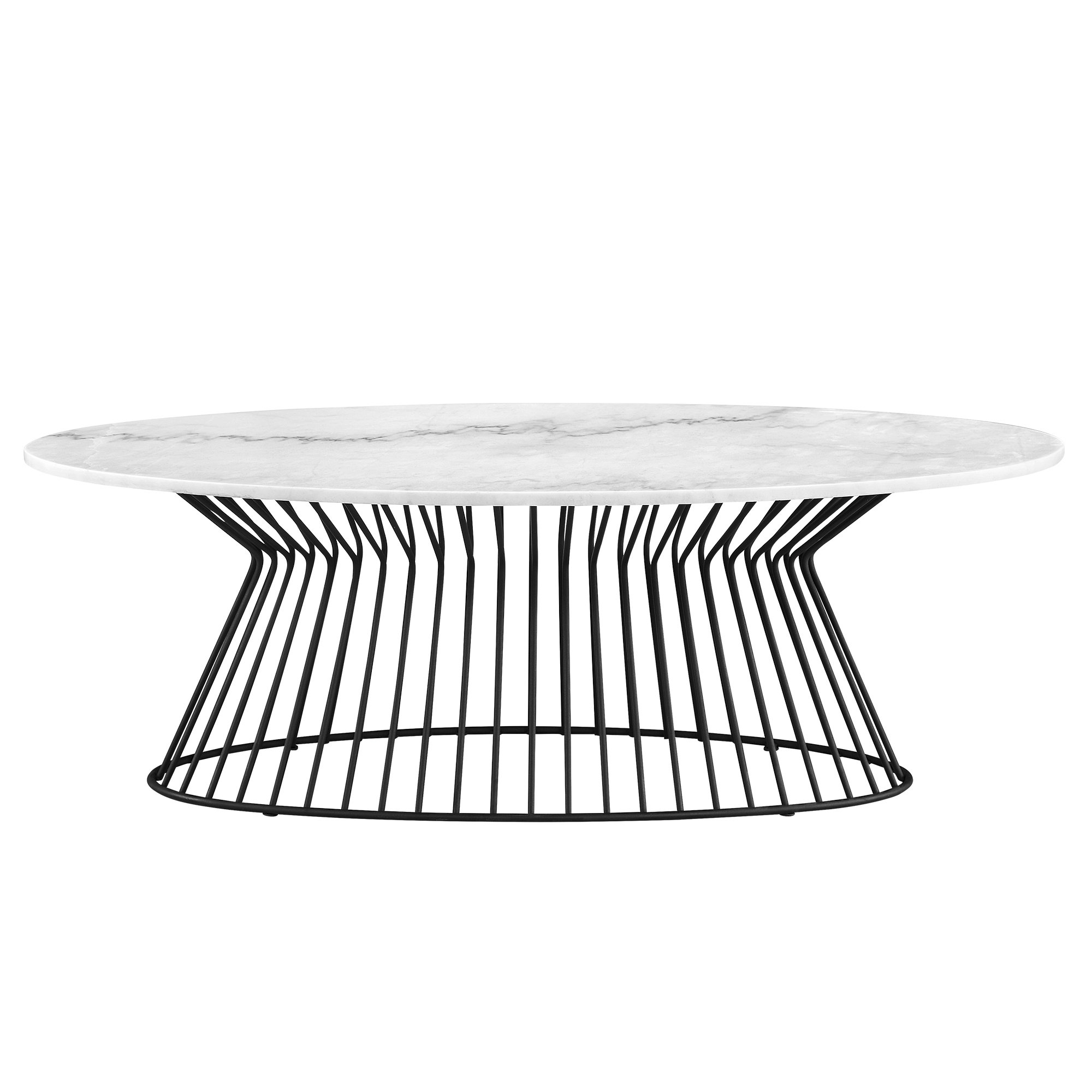 510 Design Marbury White Marble Top Oval Coffee Table & Reviews | Wayfair