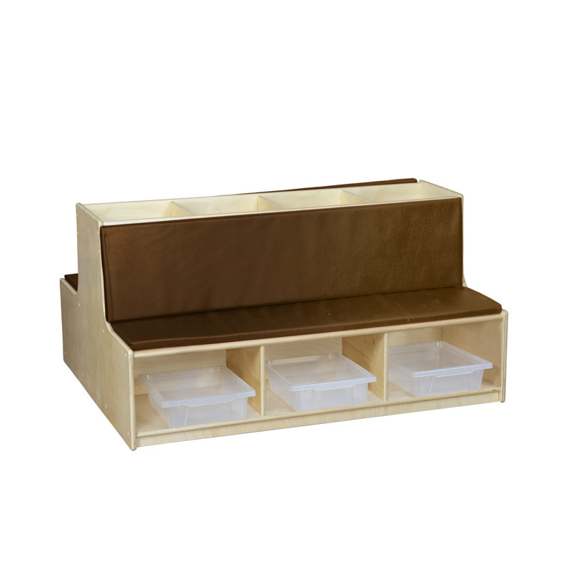 Wood Designs Read-A-Round Double-Sided Brown Reading Bench with Trays ...
