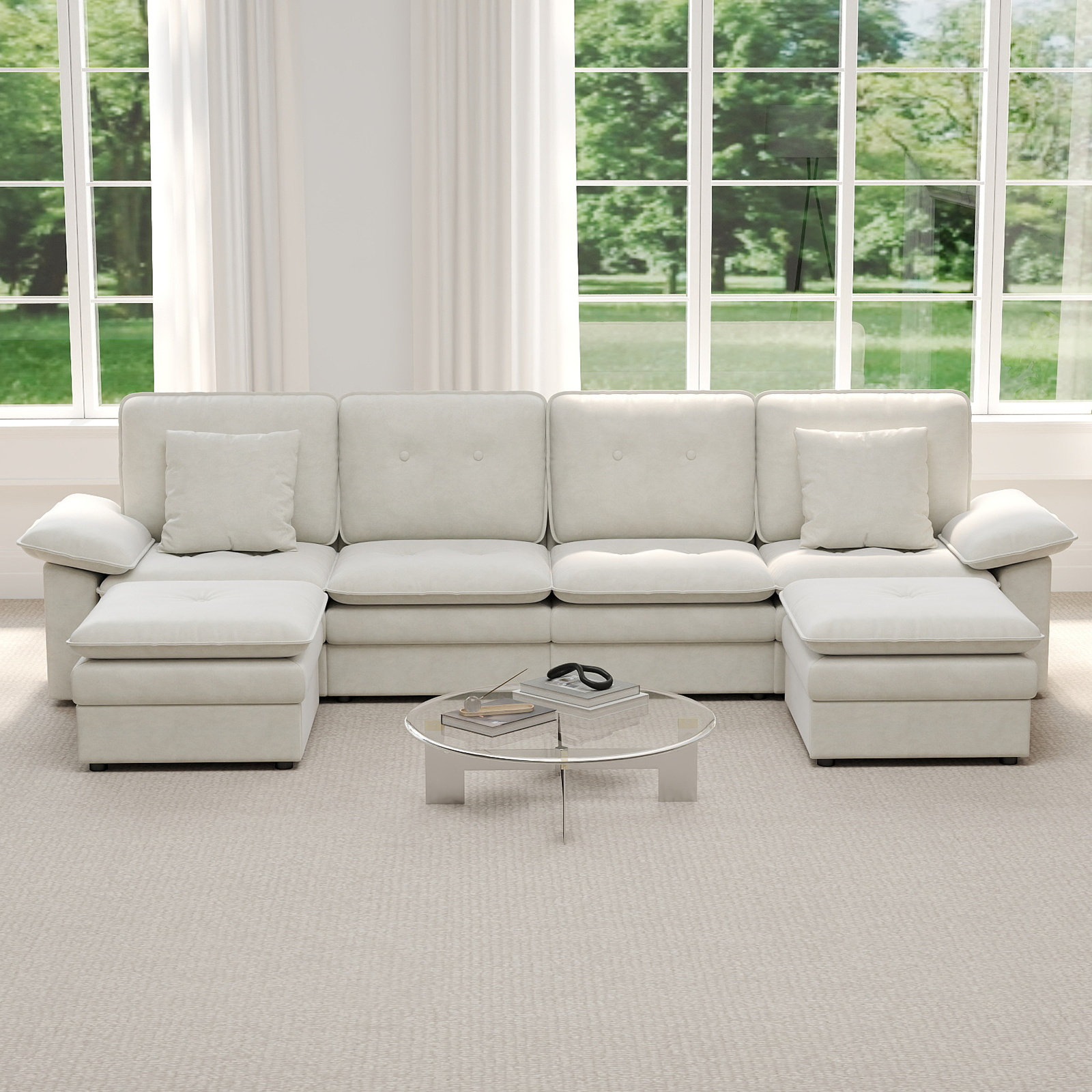 Latitude Run® U-Shaped Modular Sectional Sofa Set, Convertible Sleeper ...