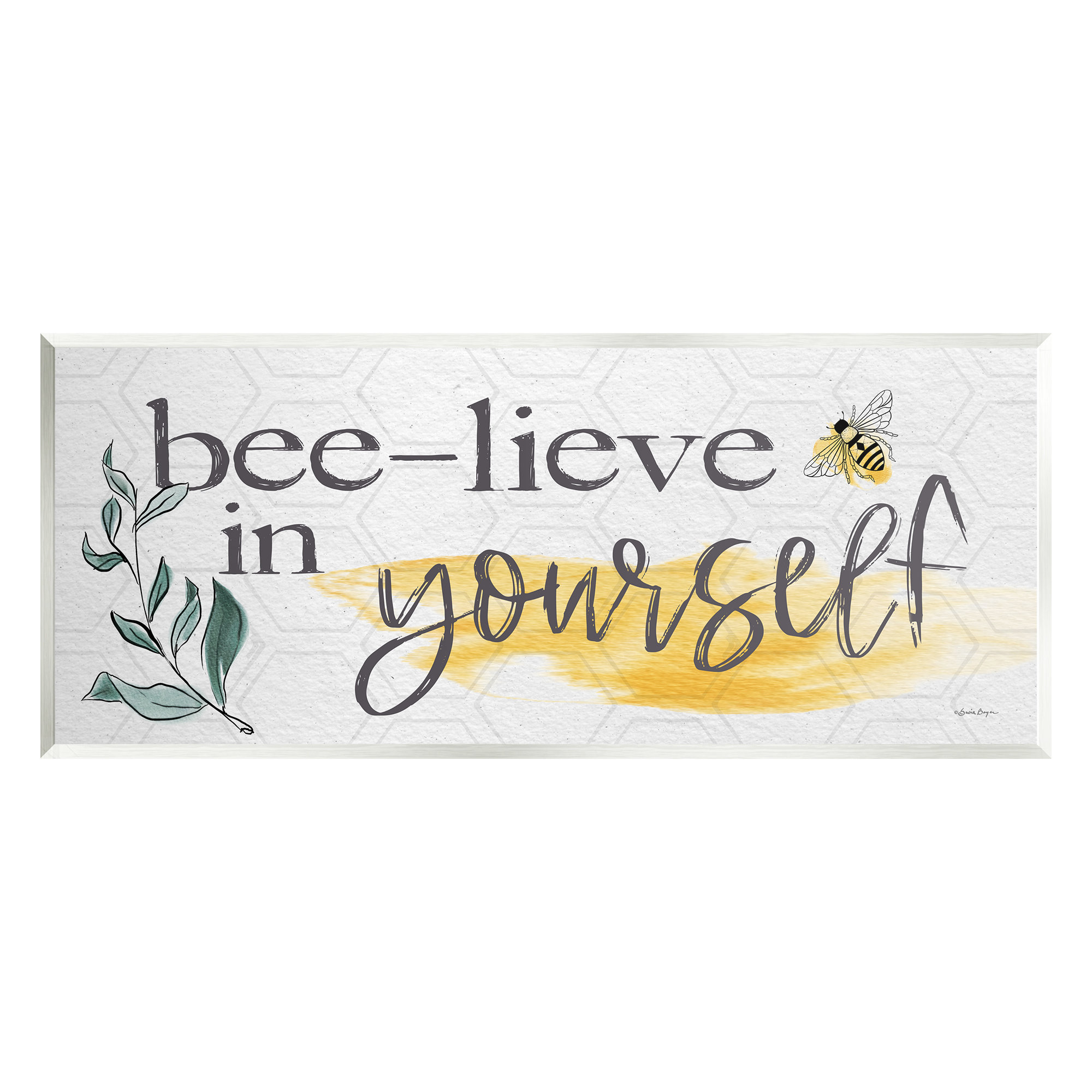 Stupell Industries Bee-Lieve in Yourself Phase Canvas Wall Art Design ...