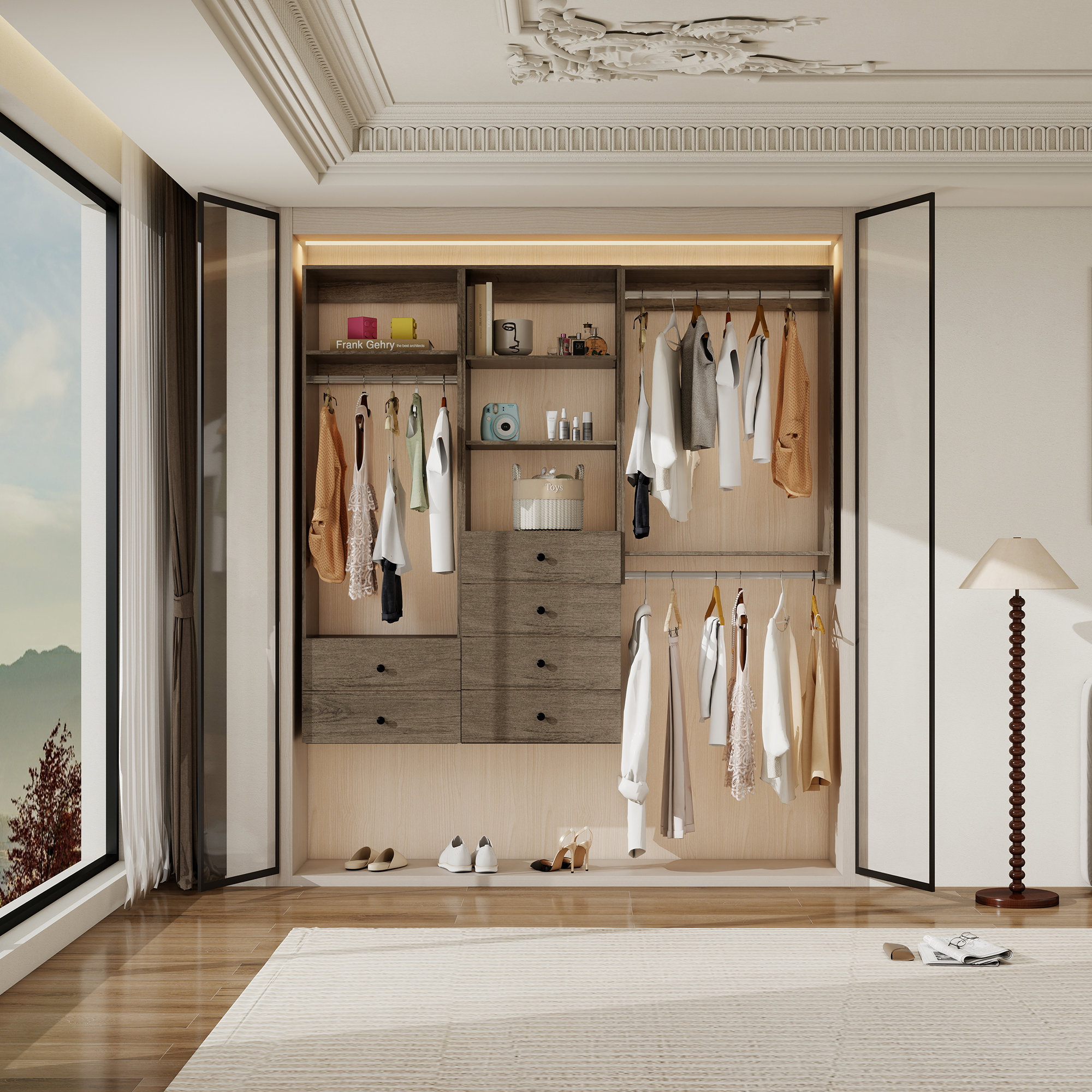 Latitude Run® Closet System with Drawers – Built in Closet Organizer ...