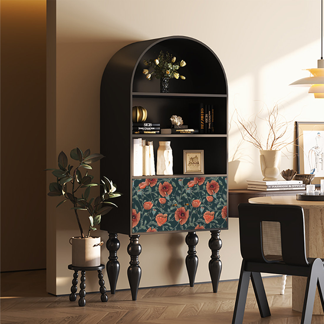 interanest French style floral design simple display bookcase | Wayfair