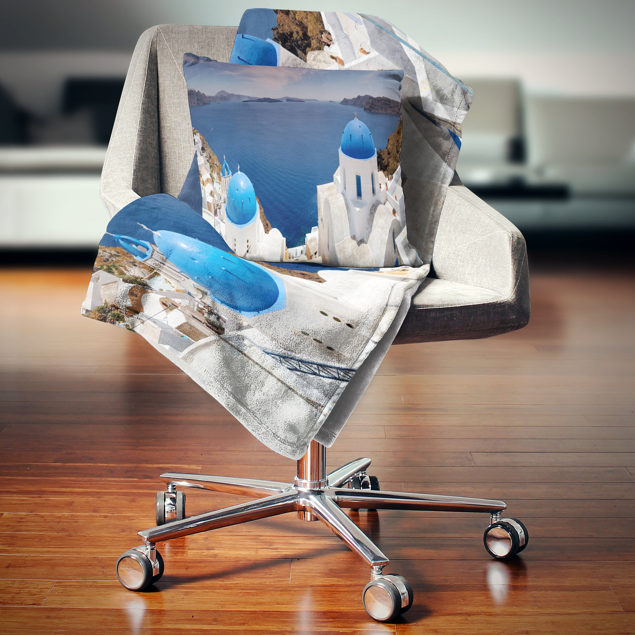 Design Art Blue Doomes Churches Panorama - Landscape Printed Pillow ...