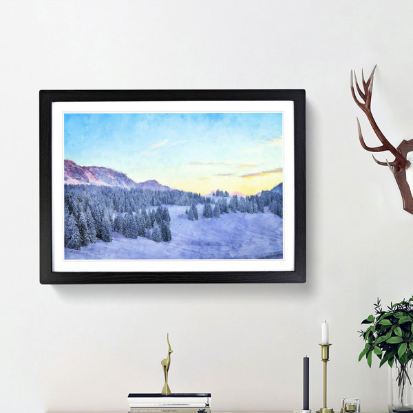 East Urban Home Mountain and Forest at Winter - Picture Frame Painting ...