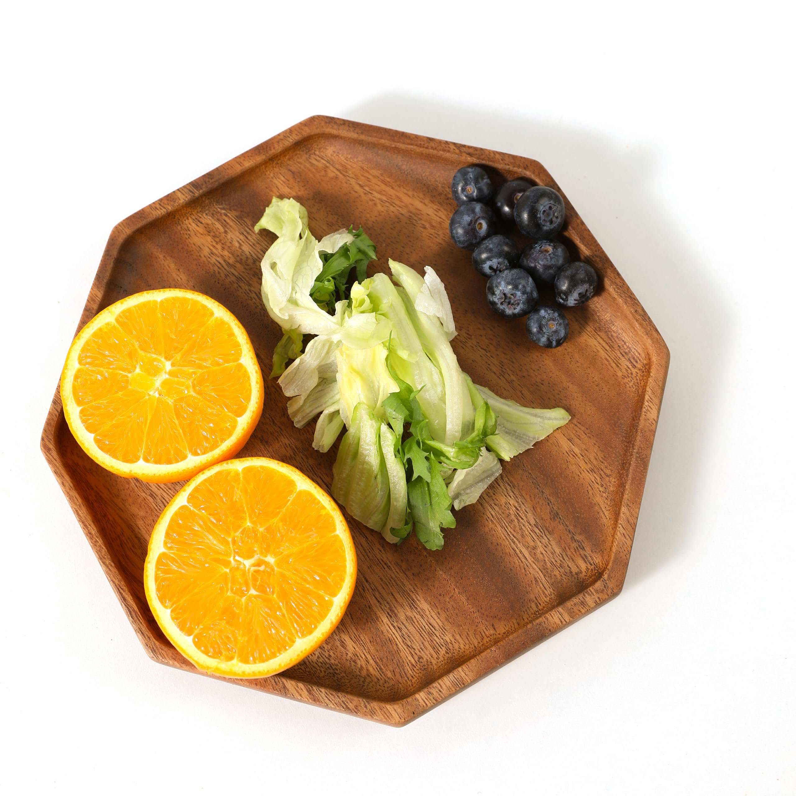 Millwood Pines Natural Walnut Wood Serving Tray - 10" Octagon Ottoman ...