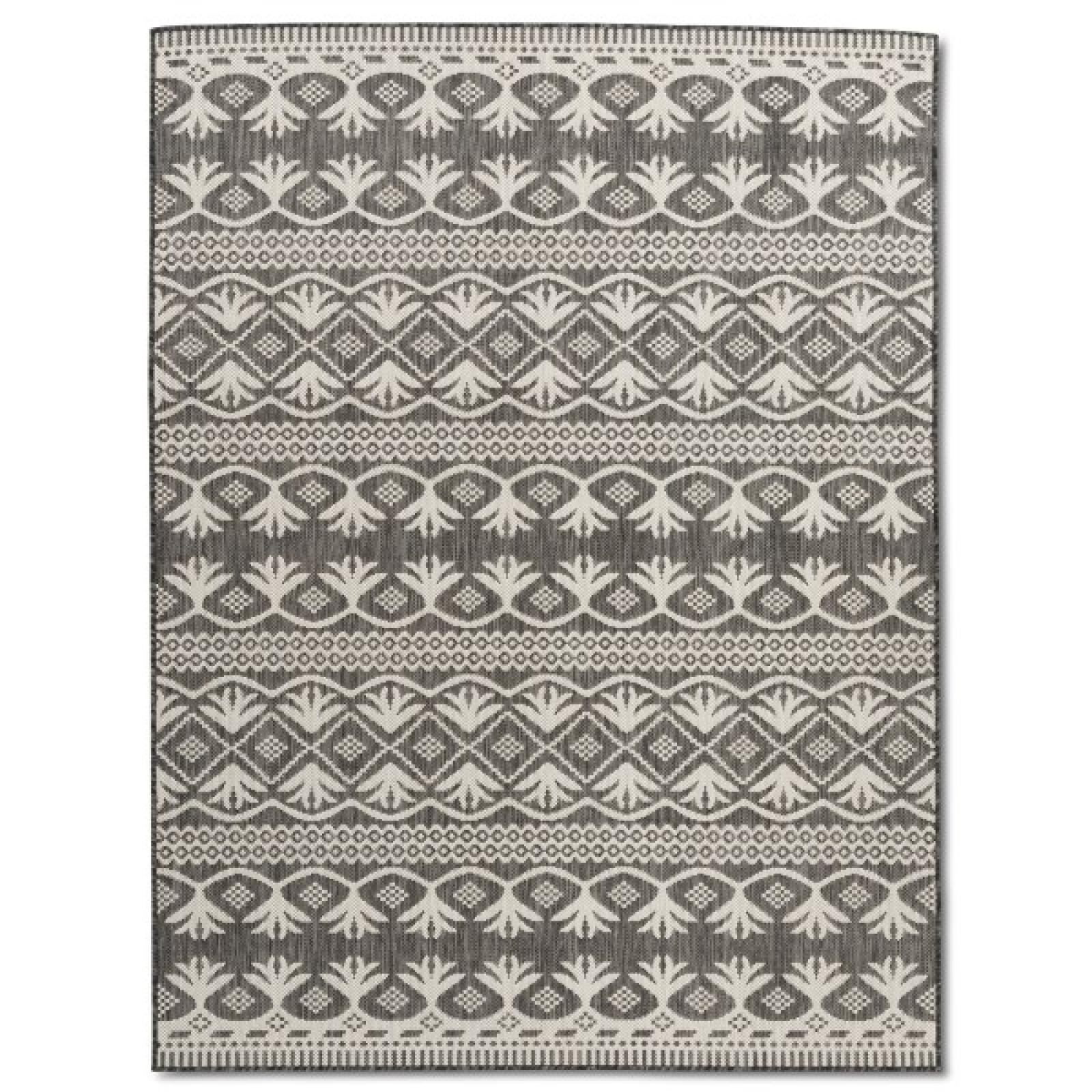 Foundry Select Cabana Indoor Outdoor Pewter And White Patterned Rug ...