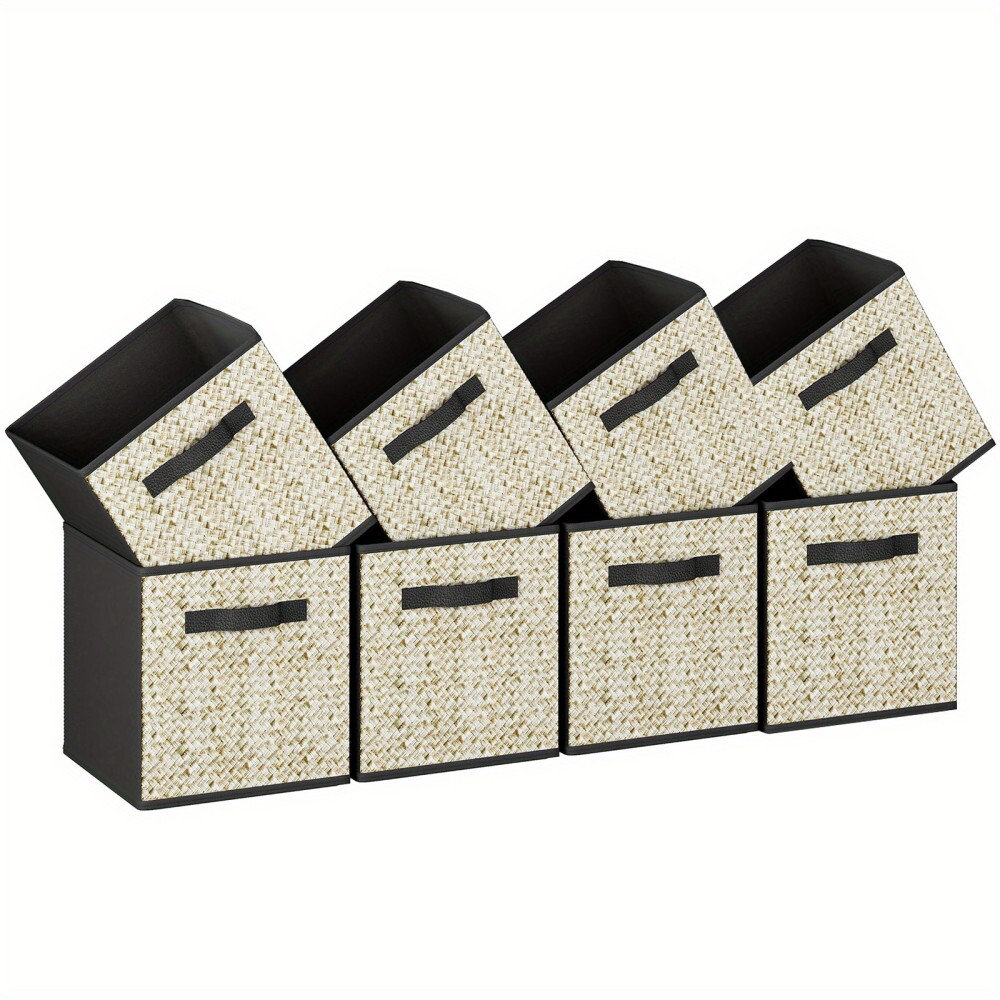 Ebern Designs 8-Piece Fabric Storage Cube With Handle, Collapsible 12 ...