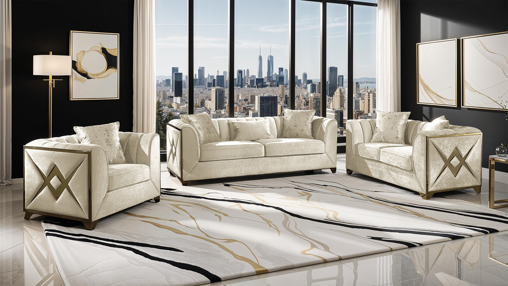 Everly Quinn Arron 3 - Piece Velvet Living Room Set & Reviews | Wayfair