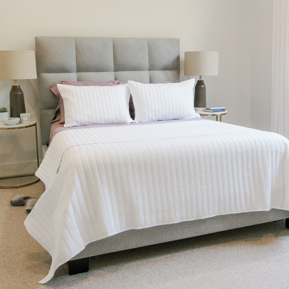 Jennifer Adams Home Slumber Cozy Soft Vertical Stripes 3pc. Quilt Set ...