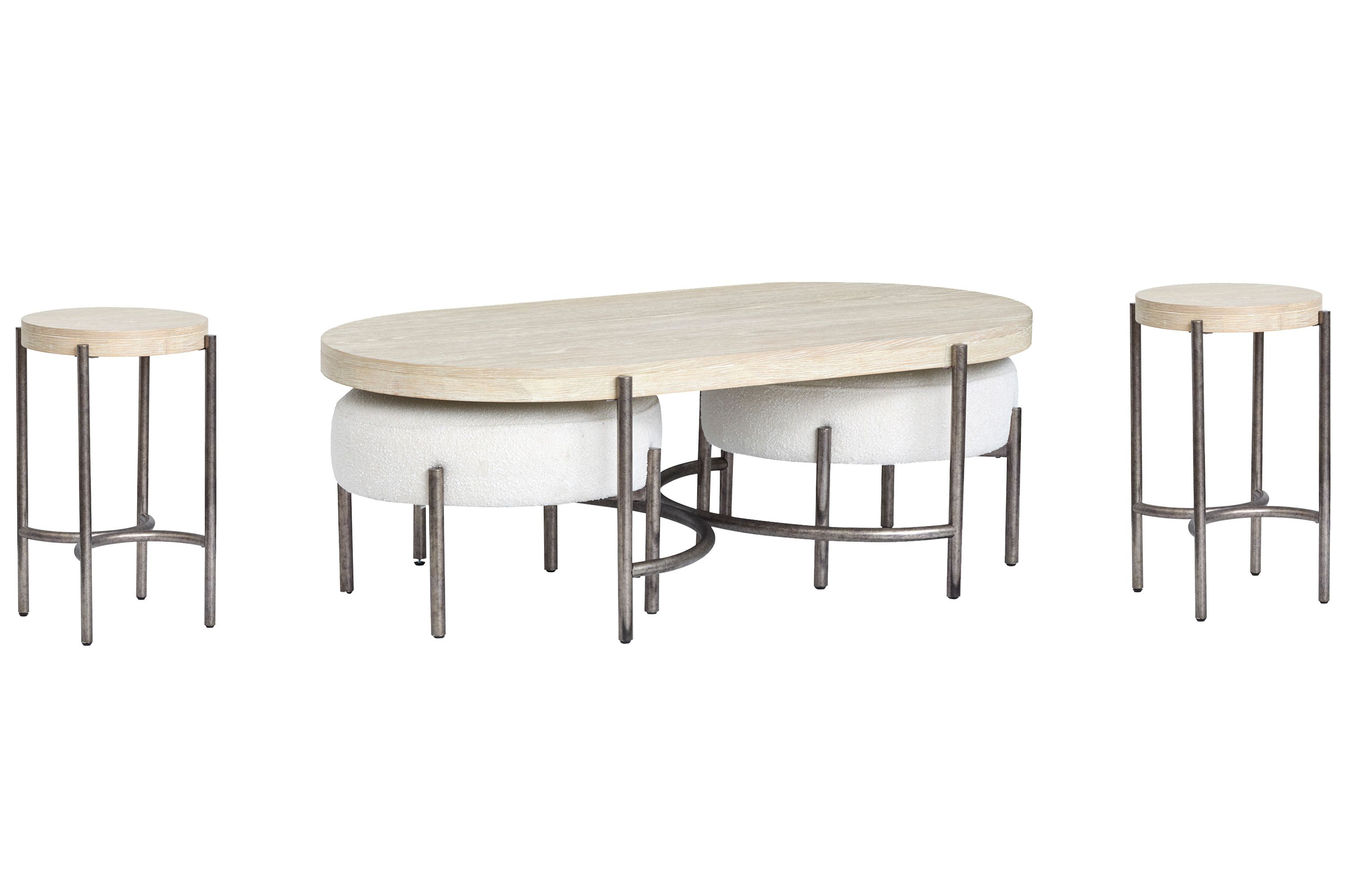 Latitude Run® Oval Cocktail Table With 2 Ottomans | Wayfair