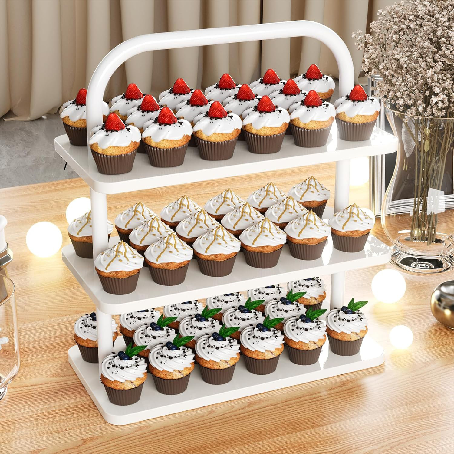 Prep & Savour Cupcake Stand, Cupcake Tower 3 Tier,Tiered Cupcake Tower ...
