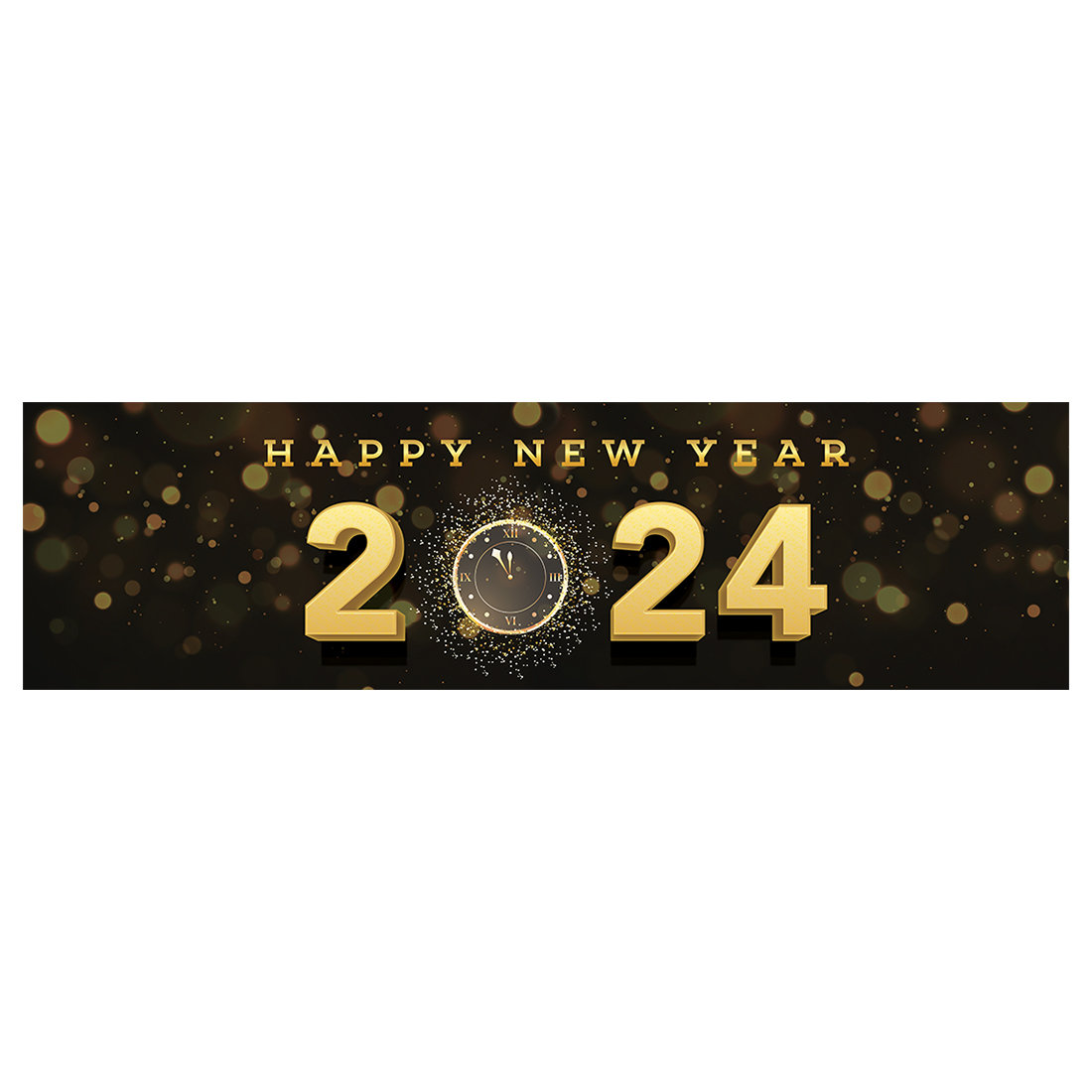 The Holiday Aisle® Happy New Year Banner 2024, Black & Gold Countdown ...