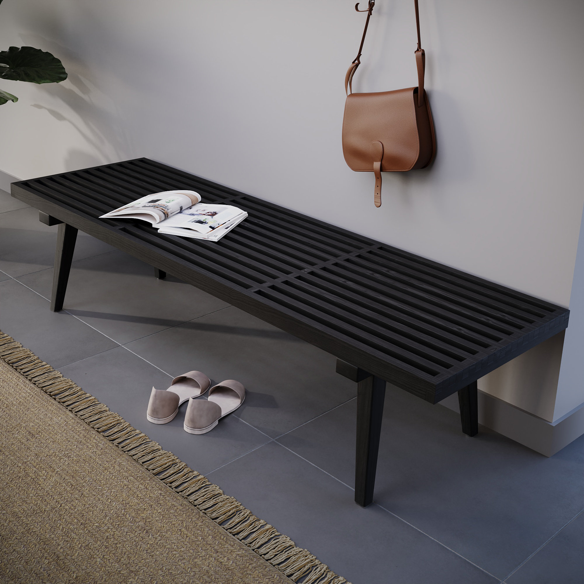 Corrigan Studio Inwood 5 ft. Rectangular Wooden Platform Bench with ...