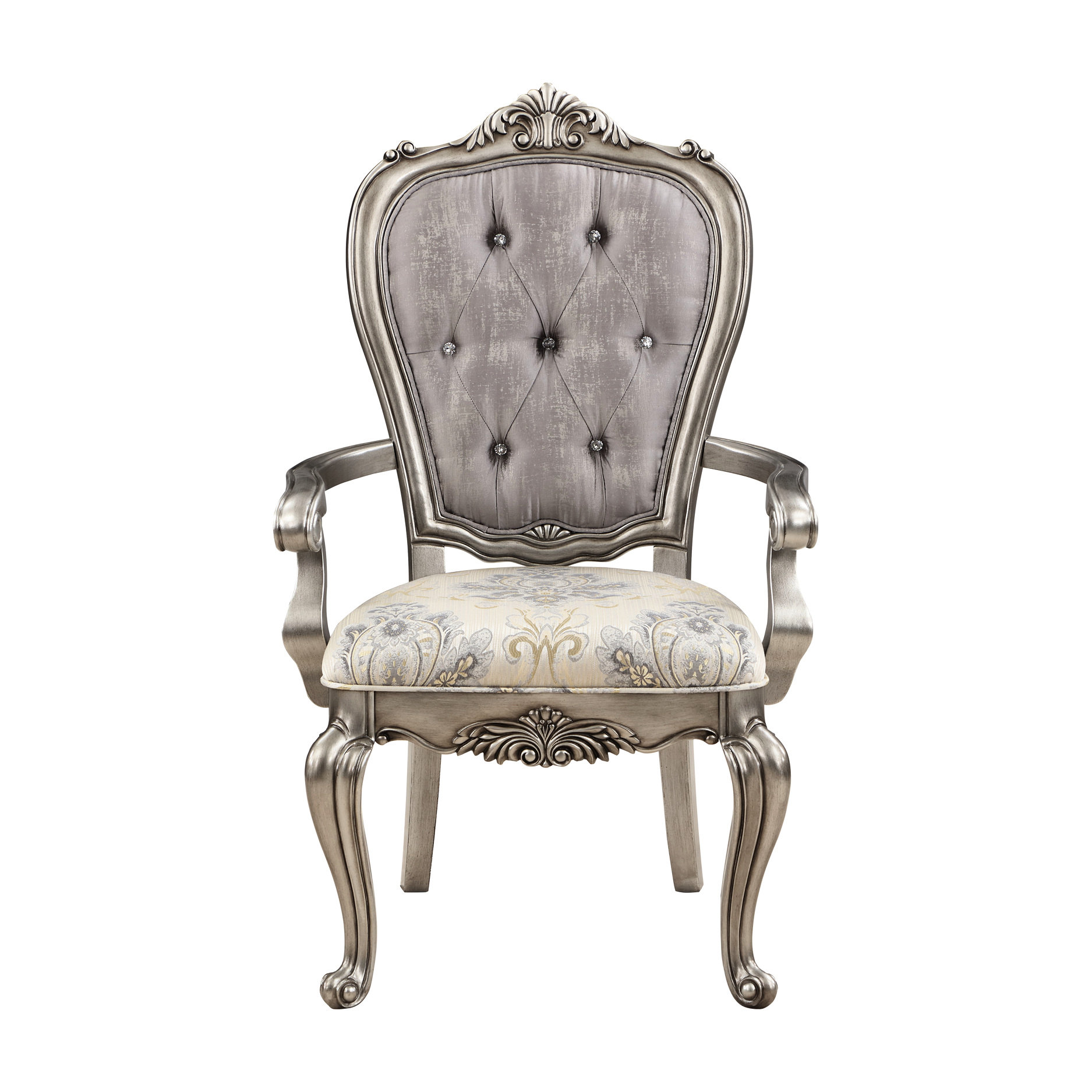 Bloomsbury Market Luxury Chair (2) - Antique Platinum, Comfortable Seat ...