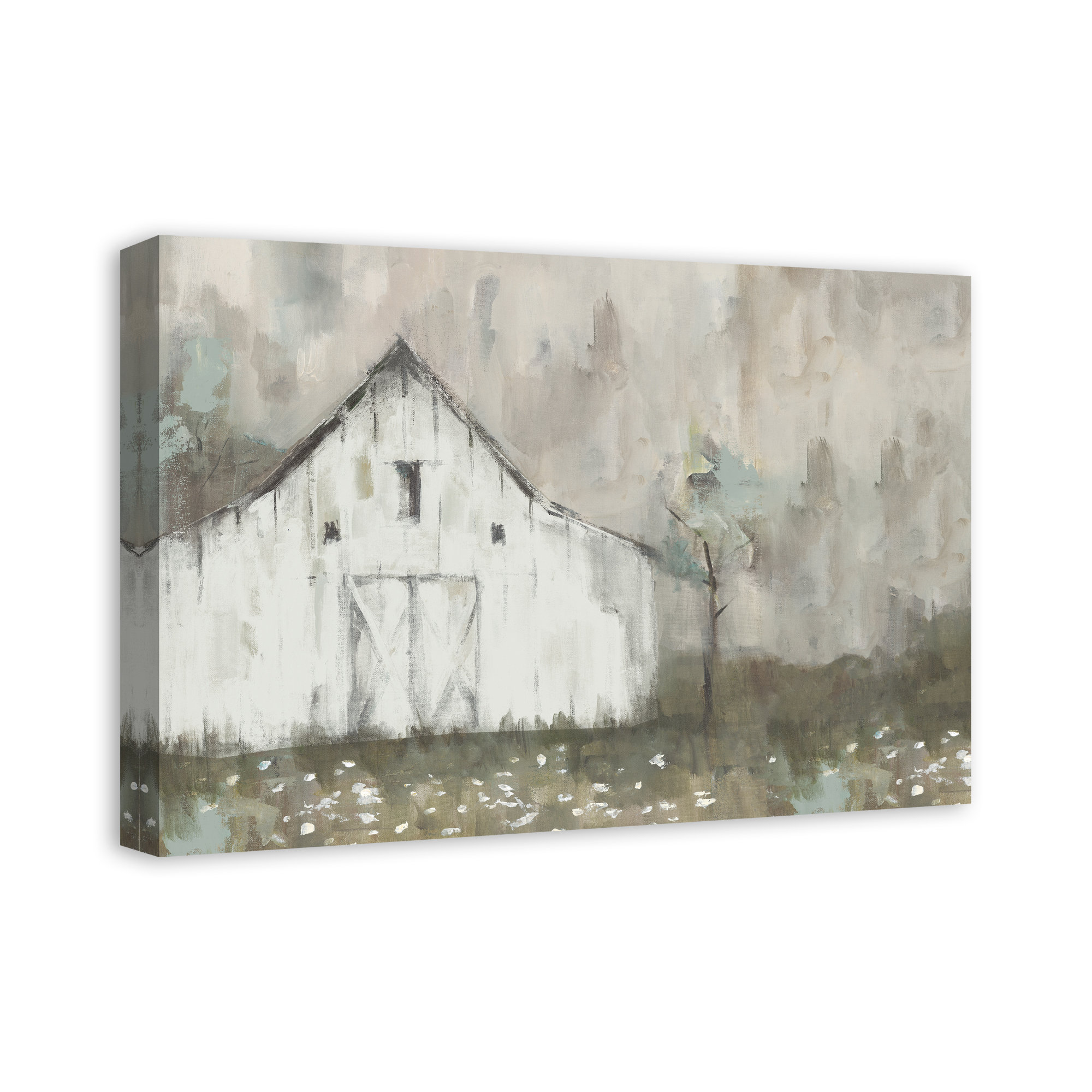 August Grove White Distressed Barn Print On Canvas - Wayfair Canada