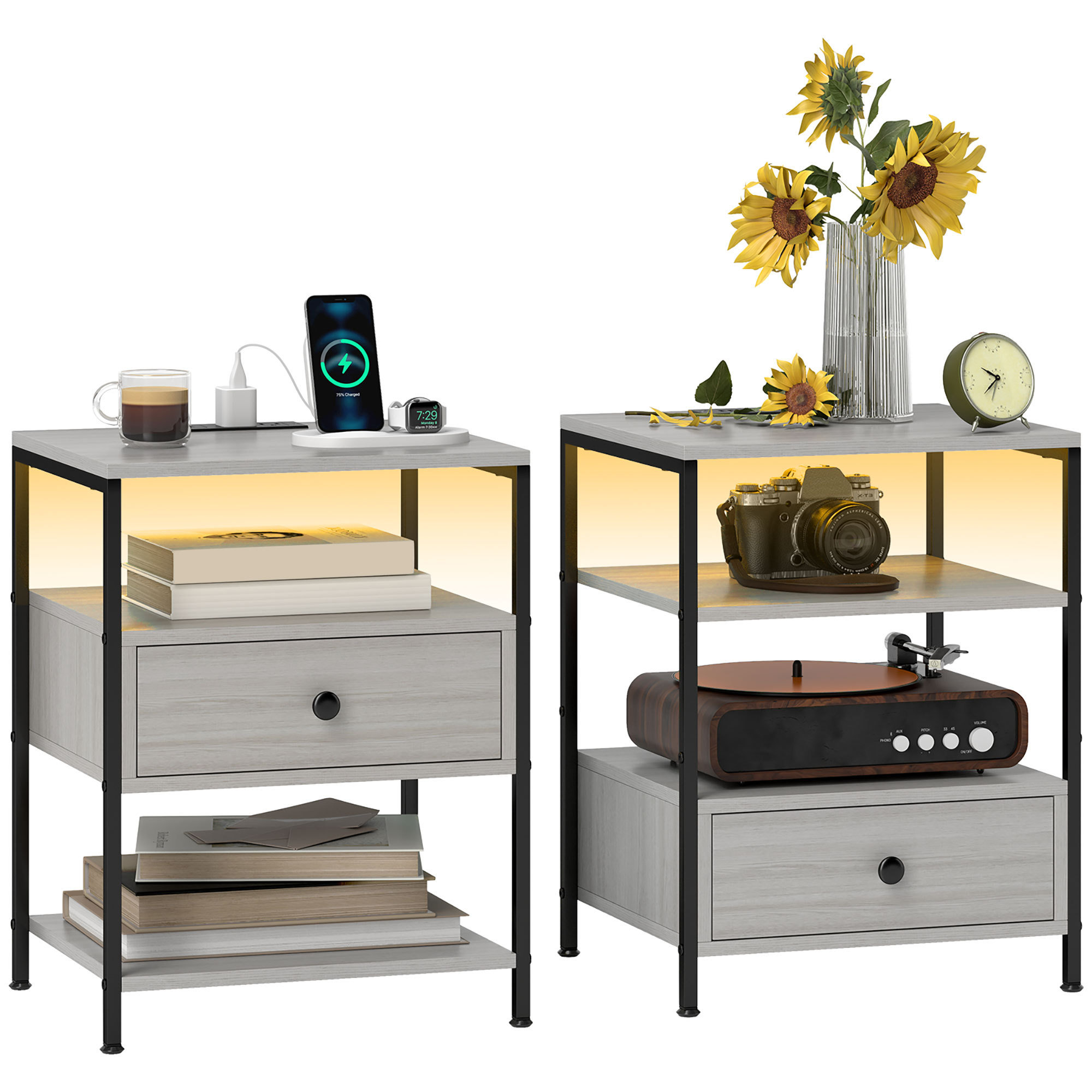 Hokku Designs Charging Station End Tables Particle Board Modern Living ...