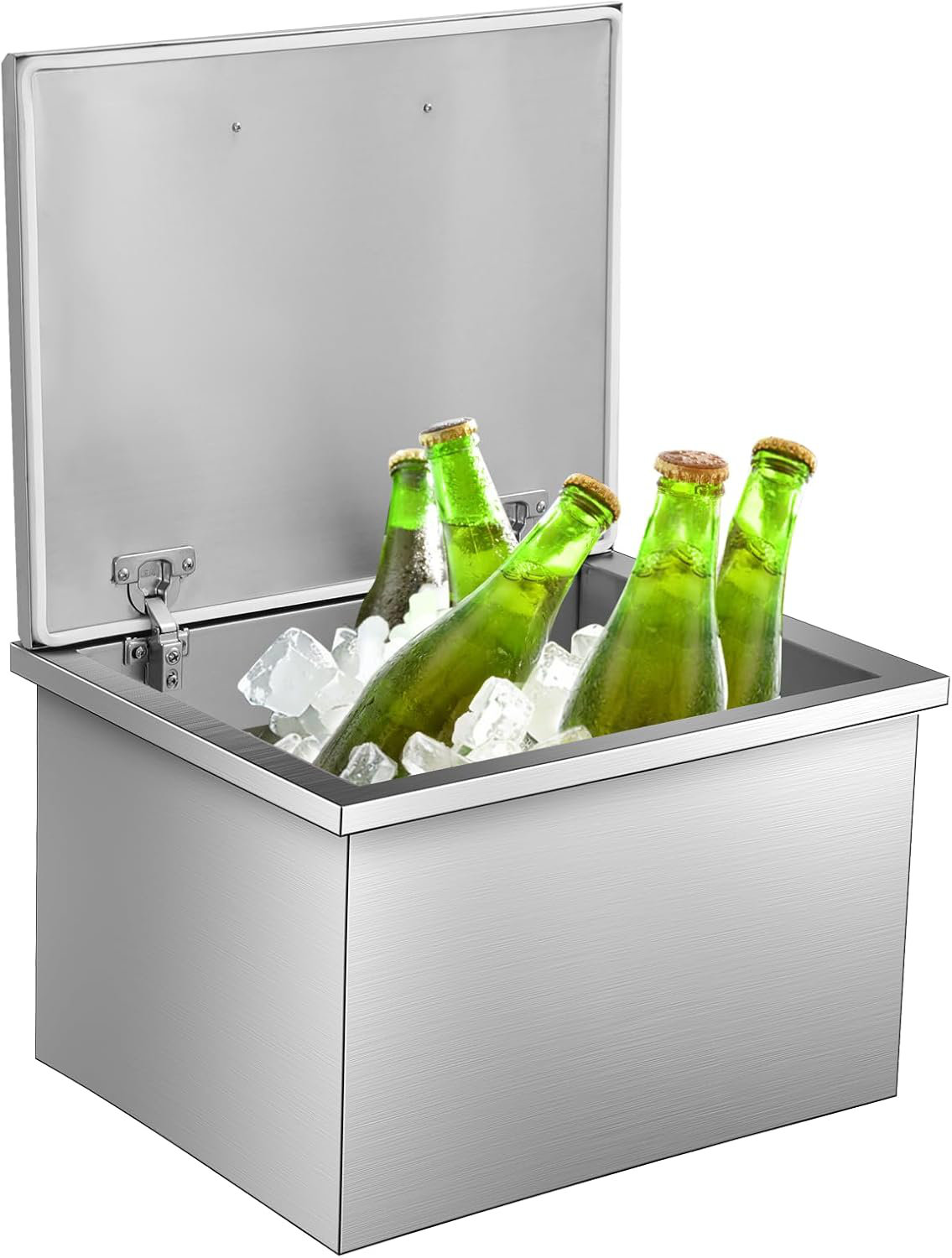 Yiimo Stainless Steel Drop-In Ice Chest, 32-Quart Cooler with Hinged ...