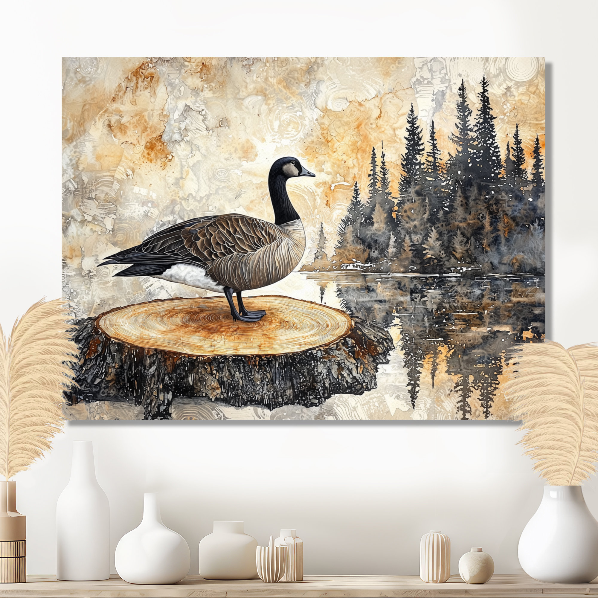 August Grove® Canadian Goose In Pine Forest Landscape I - goose Wall ...