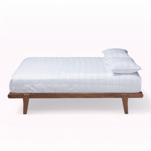 George Oliver Live Edge Platform Bed Frame in Walnut Brown Finished ...