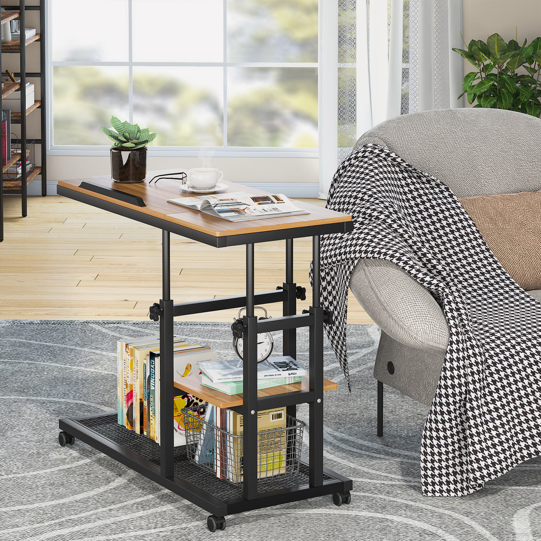 Williston Forge End Table Height Adjustable Snack Side Table Under Sofa ...
