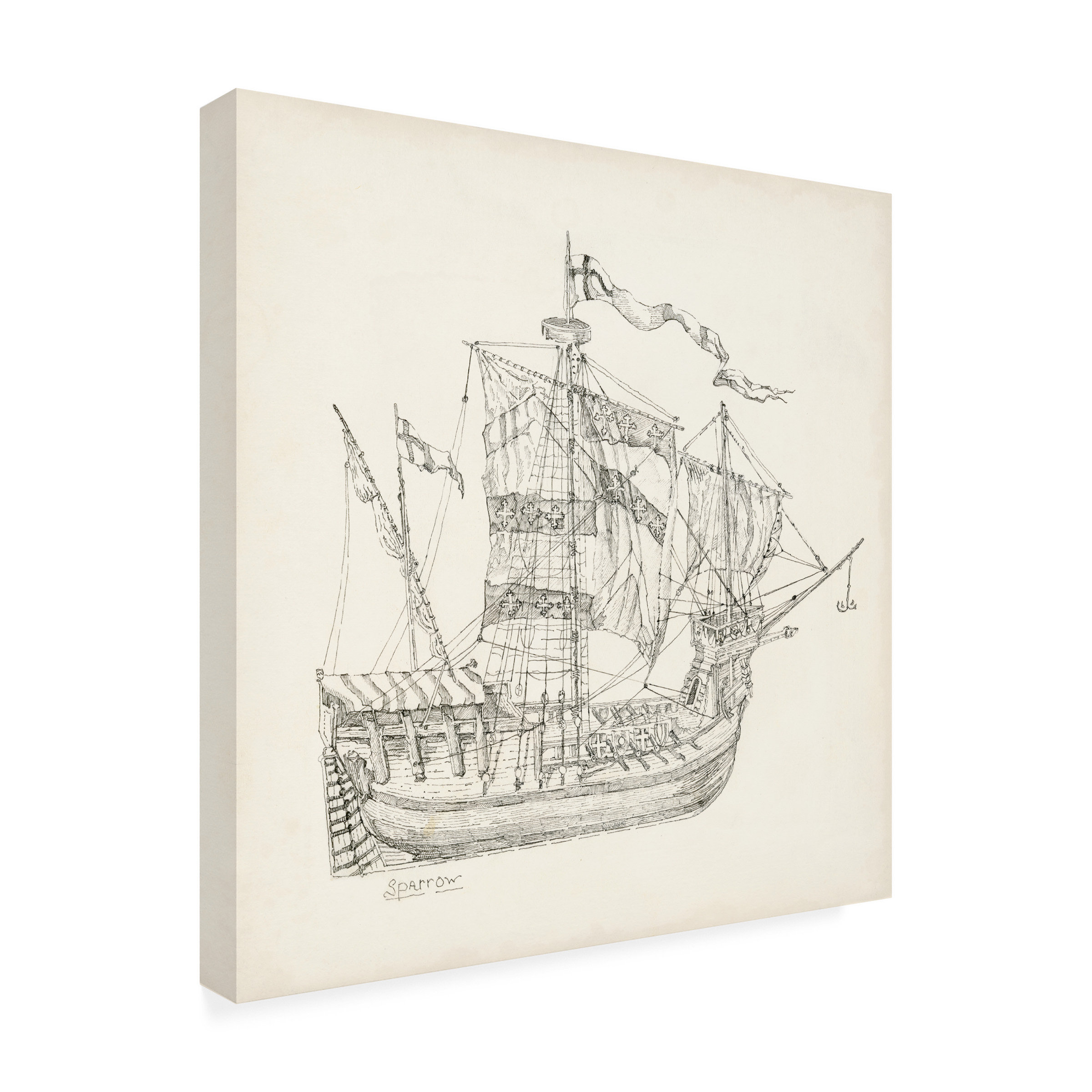 Trademark Fine Art Richard Foust 'Antique Ship Sketch VIII' Canvas Art ...