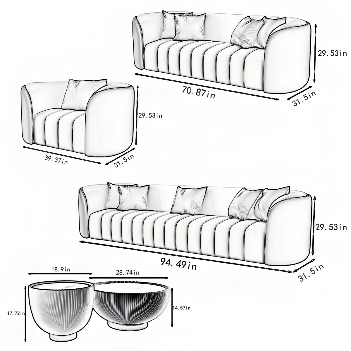 Sofispace Premium Gray Office Reception Sofa Set | Wayfair